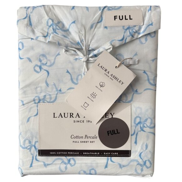 Laura Ashley | Bedding | Laura Ashley New Blue Ribbon 4 Piece Sheet Set ...